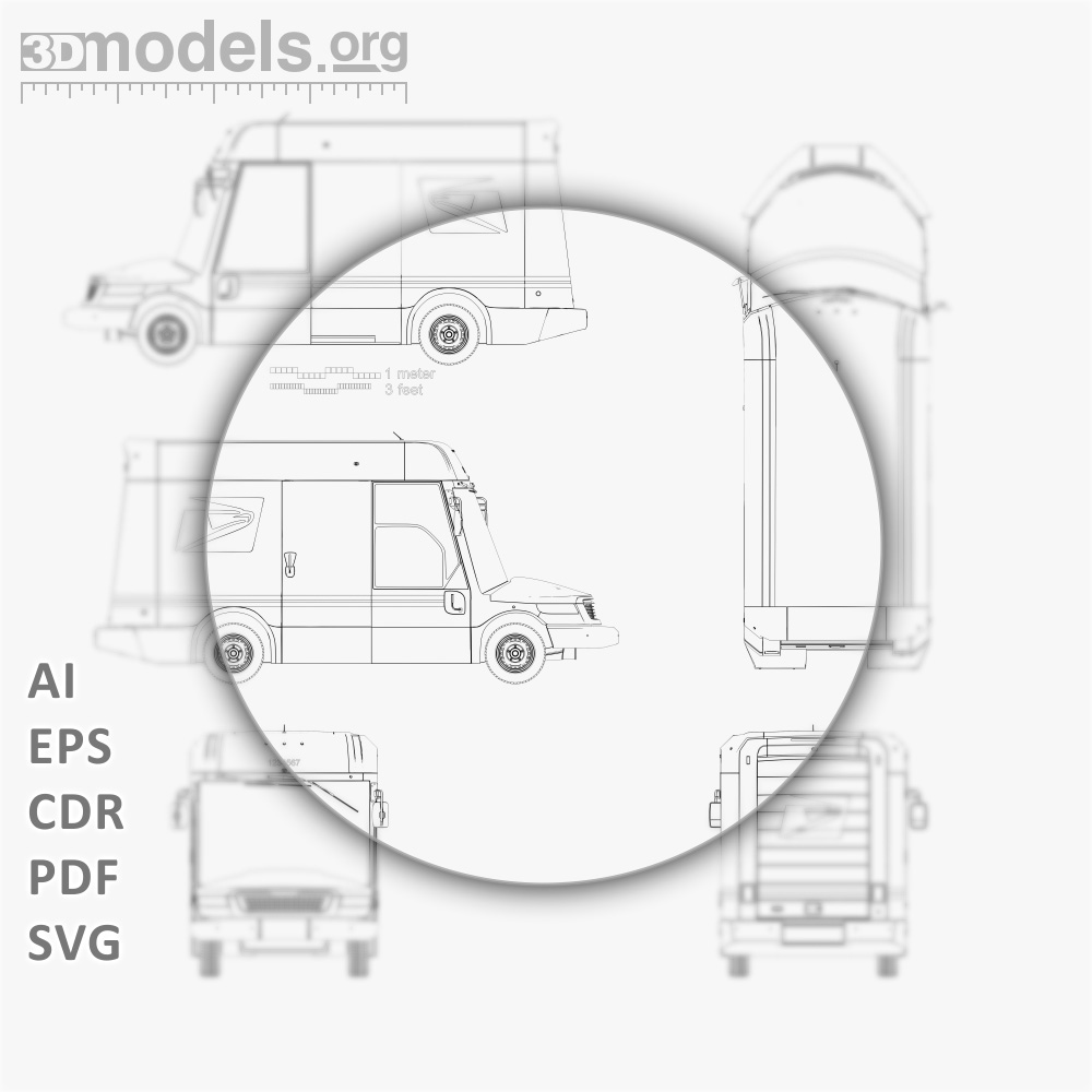 Oshkosh NGDV USPS Van 2025 Vector Blueprint - 3DModels.org
