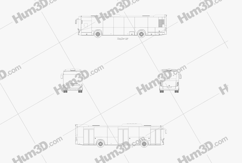 Otokar Kent 290LF bus 2010 Blueprint - 3DModels.org