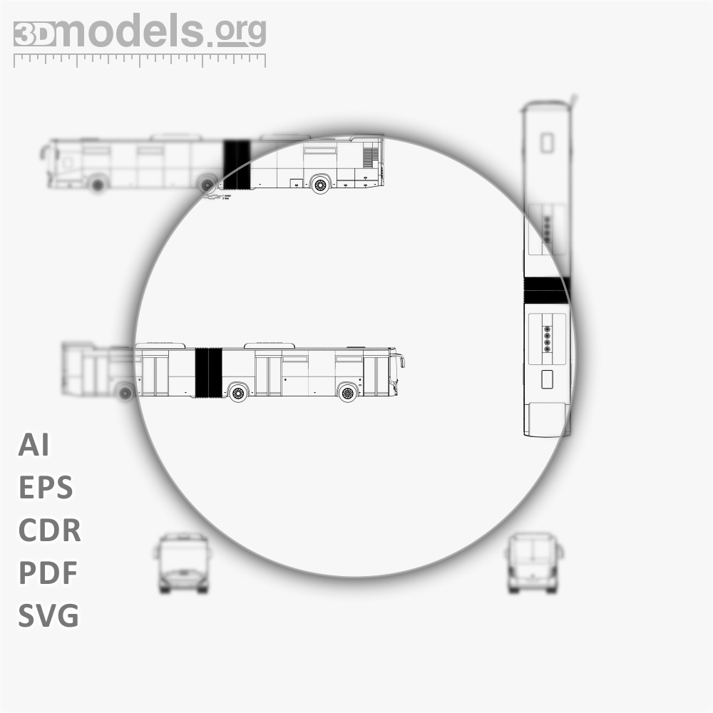 Otokar Kent C Articulated Bus 2015 Vector Blueprint - 3DModels.org