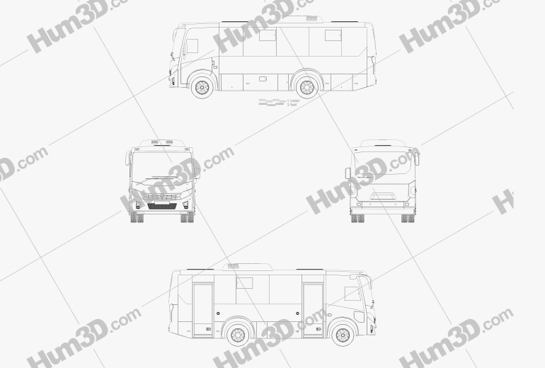 PAZ Vector Next bus 2017 Blueprint - 3DModels.org