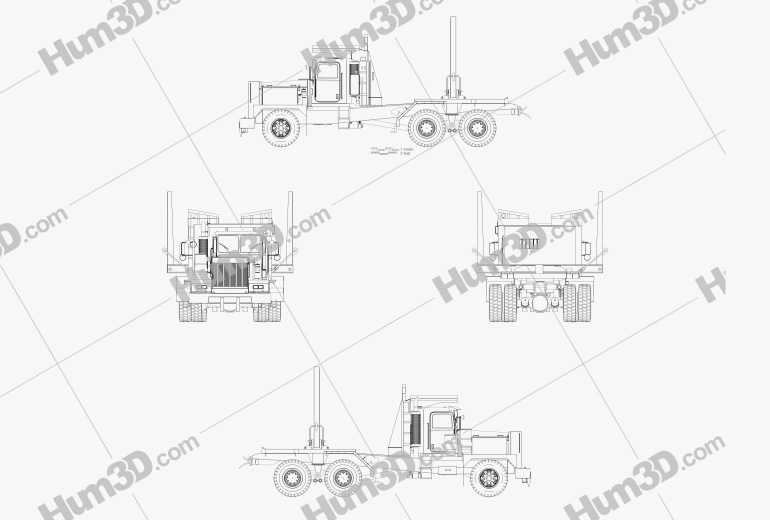 Pacific P-16 Log Truck 1978 Blueprint - 3DModels.org