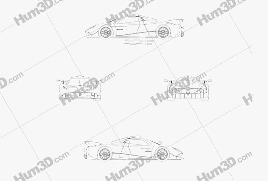 Pagani blueprints Download in PNG - 3DModels.org