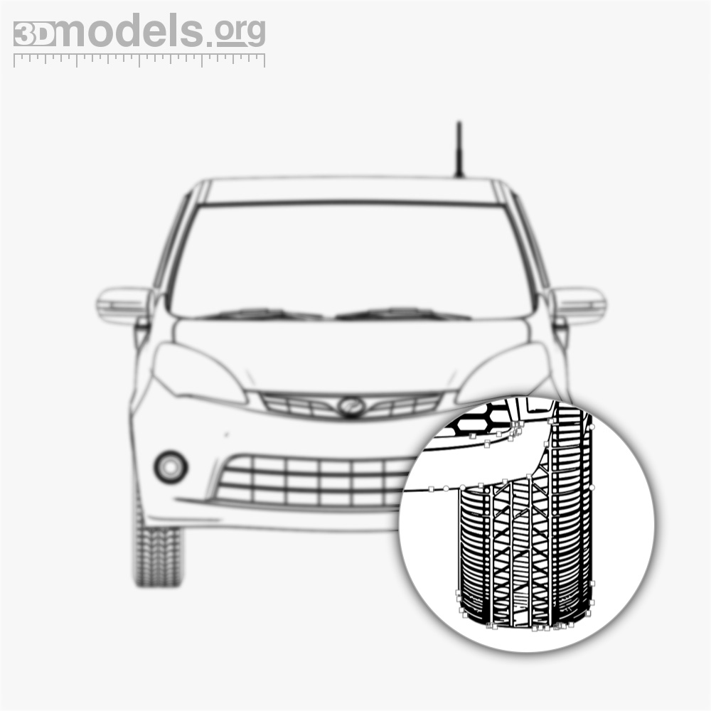 Perodua Alza 2014 Vector Blueprint - 3DModels.org