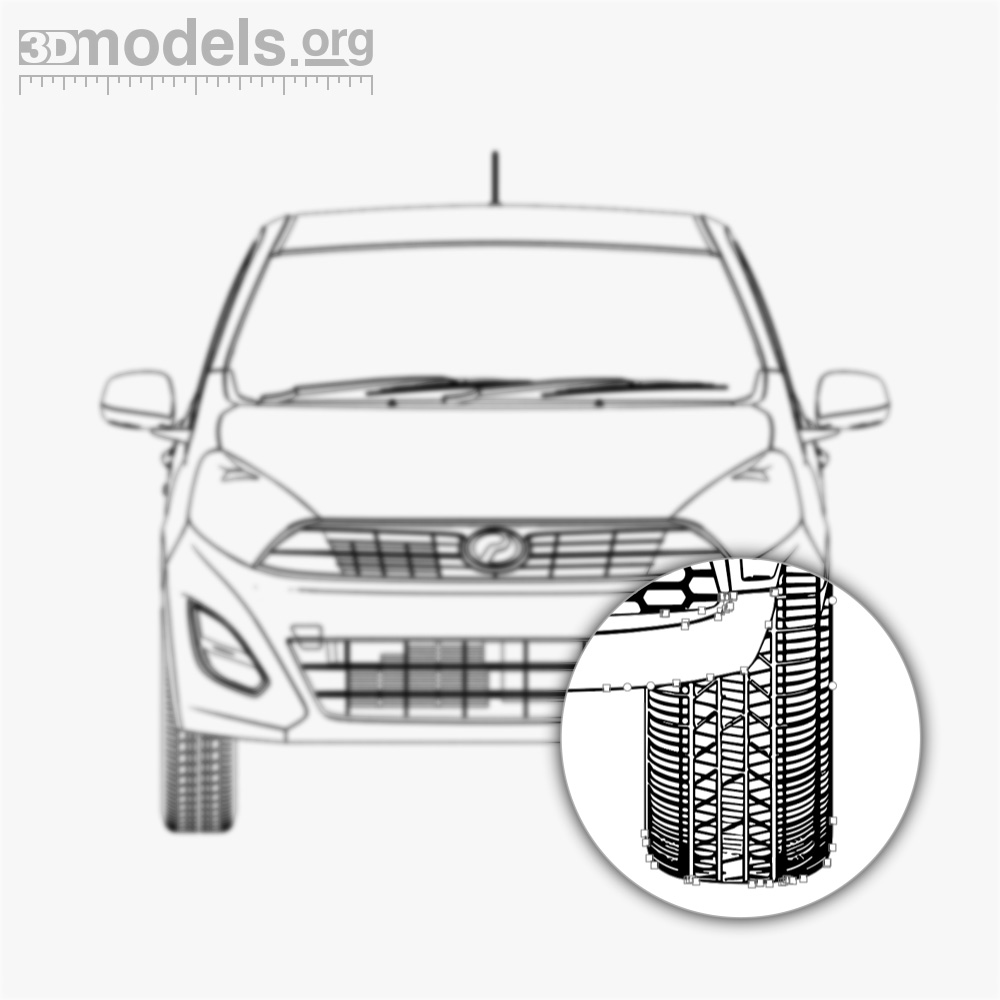 Perodua Axia 2017 Vector Blueprint - 3DModels.org