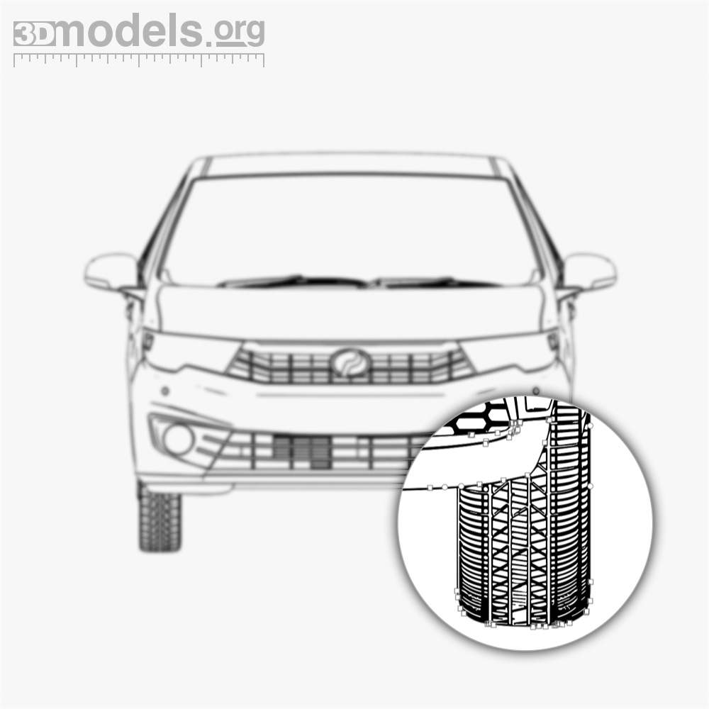 Perodua Bezza 2017 Vector Blueprint - 3DModels.org