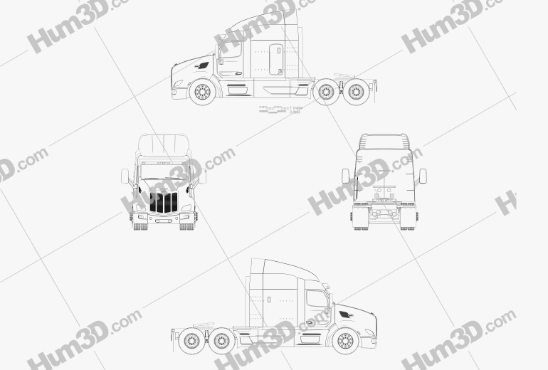 Peterbilt 579 Tractor Truck 2014 Blueprint - 3DModels.org
