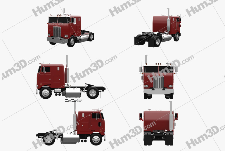 Peterbilt 262 Tractor Truck 1978 Blueprint Template - 3DModels.org