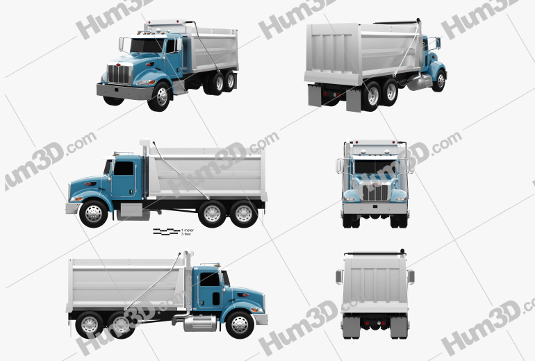 Peterbilt 348 Dump Truck 2015 Blueprint Template - 3DModels.org