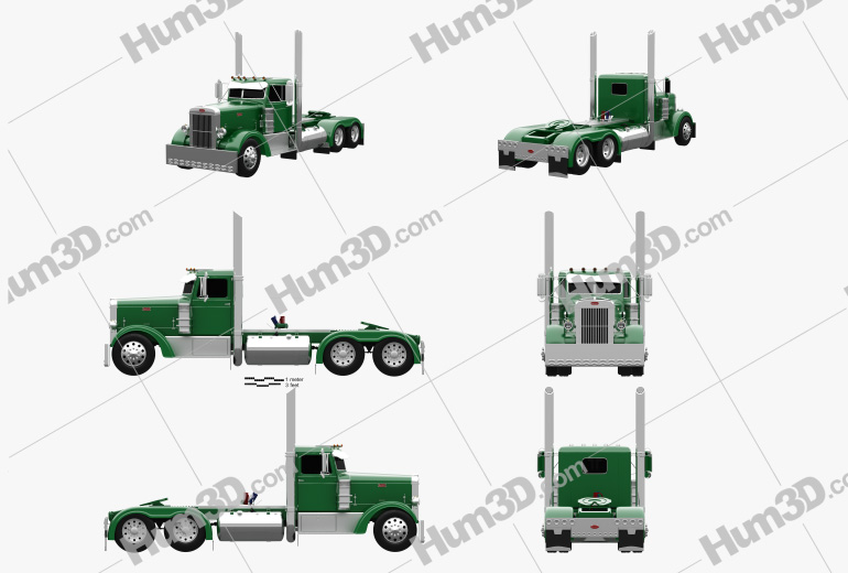 Peterbilt 351 Tractor Truck 1954 Blueprint Template - 3DModels.org