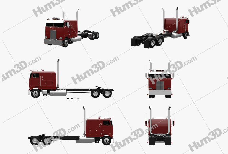 Peterbilt 352 Tractor Truck 1969 Blueprint Template - 3DModels.org