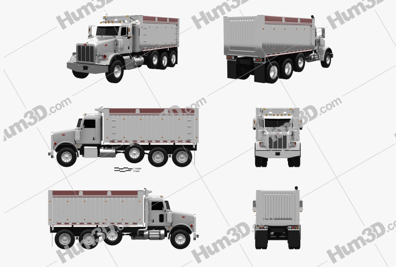 Peterbilt 367 Dump Truck 2015 Blueprint Template - 3DModels.org