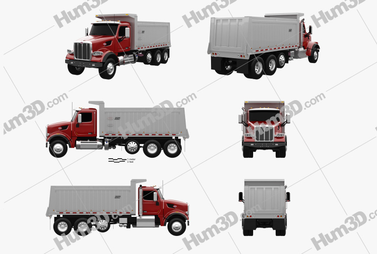 Peterbilt 567 SFFA Tipper Truck 4-axle 2019 Blueprint Template ...