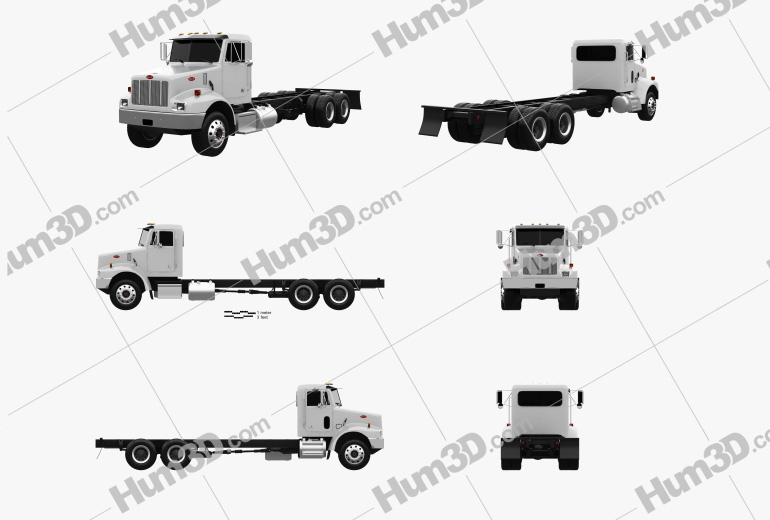 Peterbilt 330 Chassis Truck 3-axle 2015 Blueprint Template - 3DModels.org