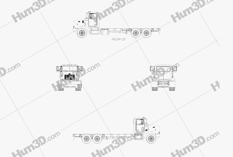 Peterbilt 330 Chassis Truck 3-axle 2015 Blueprint - 3DModels.org