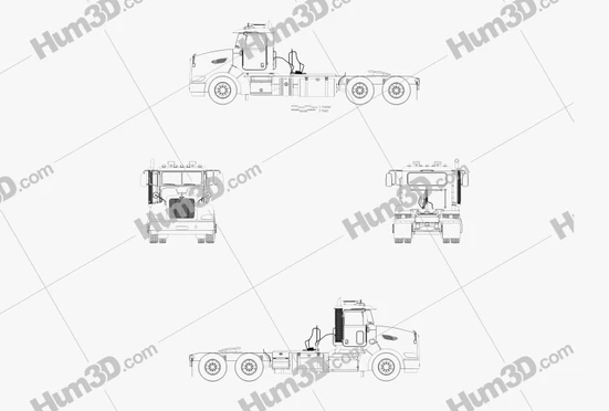 Peterbilt blueprints Download in PNG - 3DModels.org