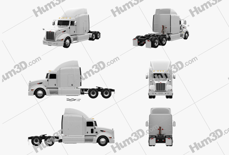 Peterbilt 386 Sleeper Cab Tractor Truck 2019 Blueprint Template ...