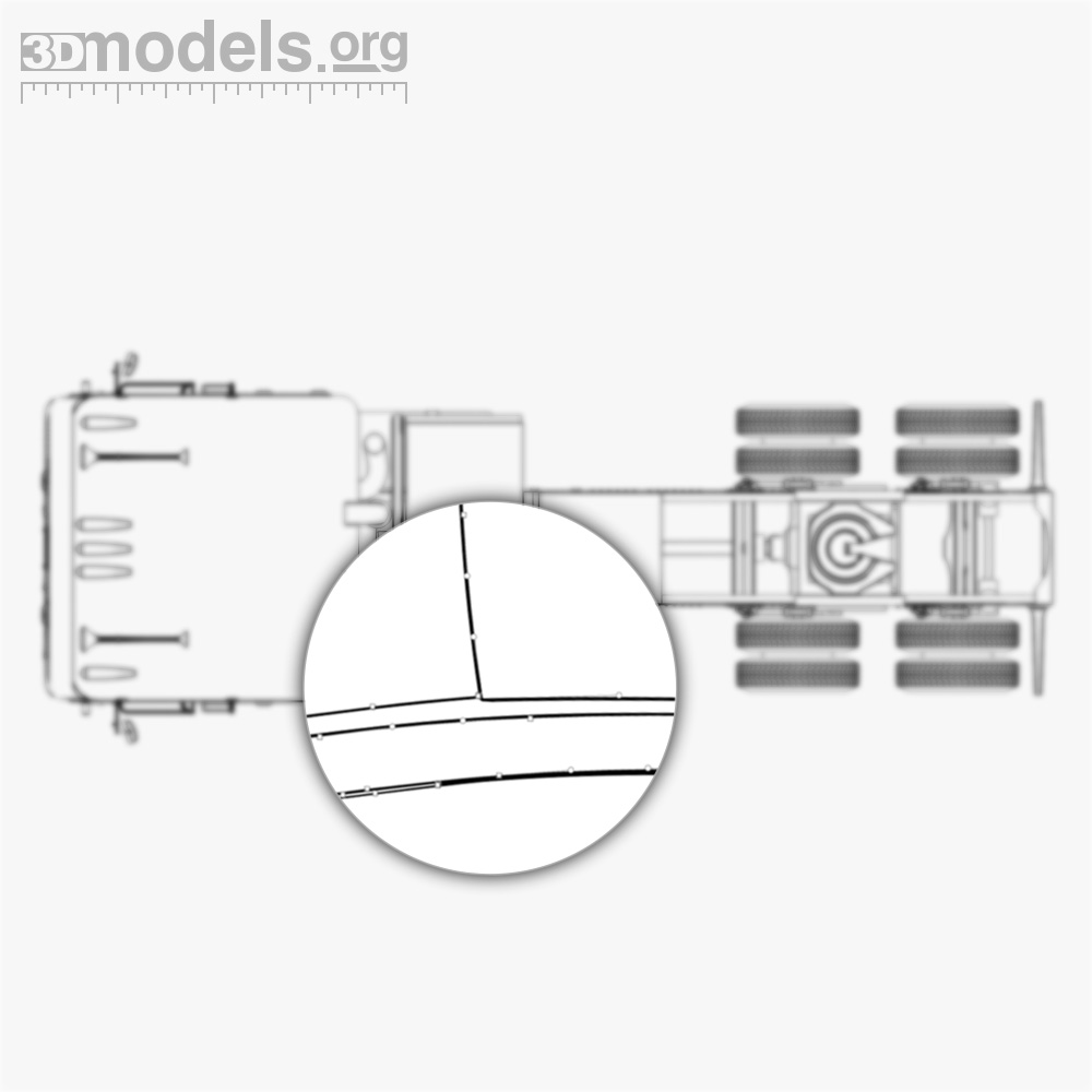 Peterbilt 362 Tractor Truck 2005 Vector Blueprint - 3DModels.org