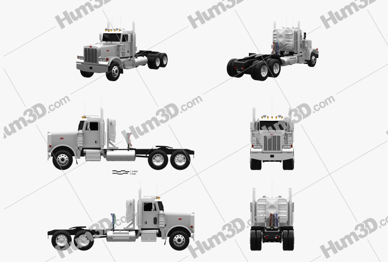 Peterbilt 378 Tractor Truck 2009 Blueprint Template - 3DModels.org