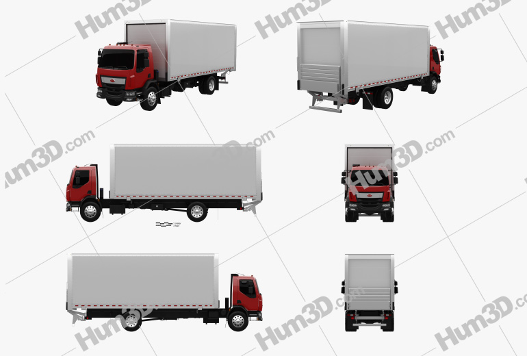 Peterbilt 220 Box Truck 2018 Blueprint Template - 3DModels.org