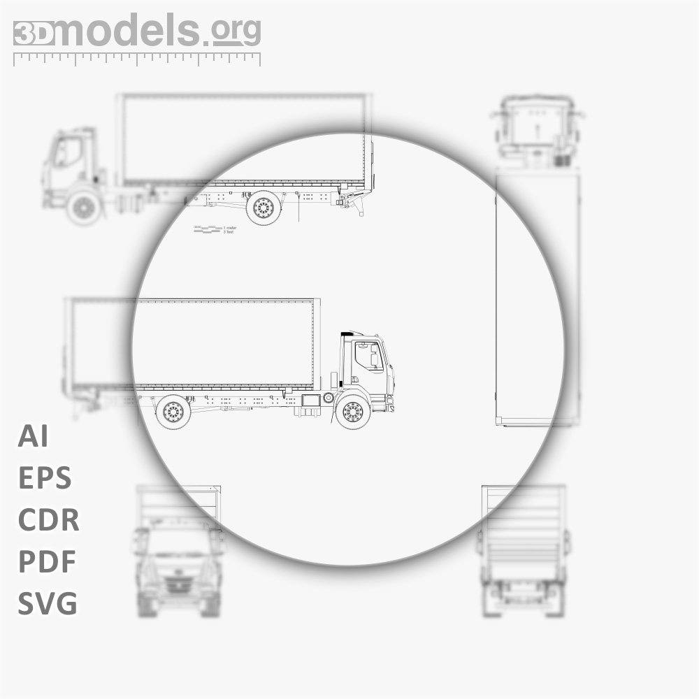 Peterbilt 220 Box Truck 2018 Vector Blueprint - 3DModels.org