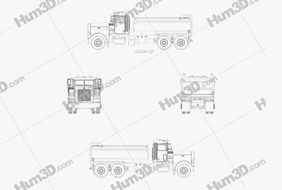 Peterbilt blueprints Download in PNG - 3DModels.org