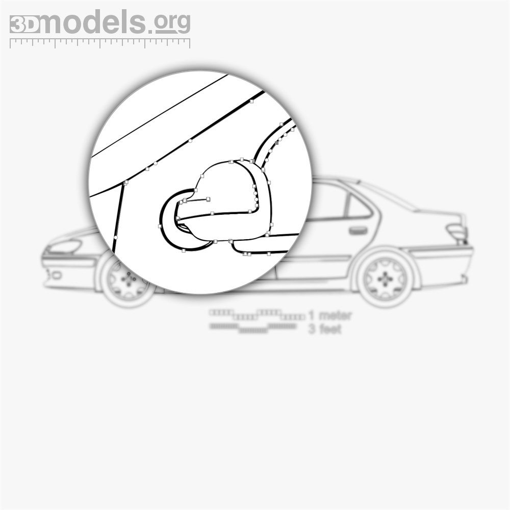 Peugeot 406 sedan 2008 Vector Blueprint - 3DModels.org