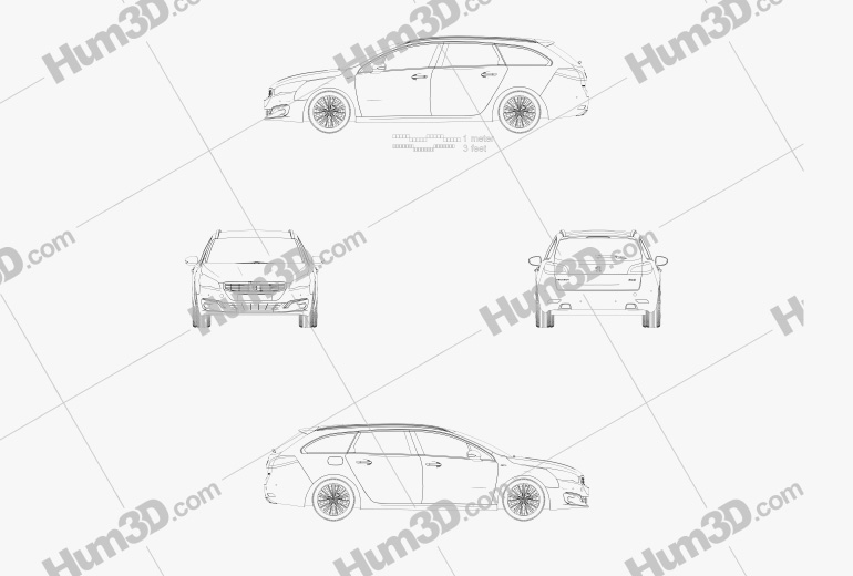 Peugeot 508 SW 2014 Plano - 3DModels.org