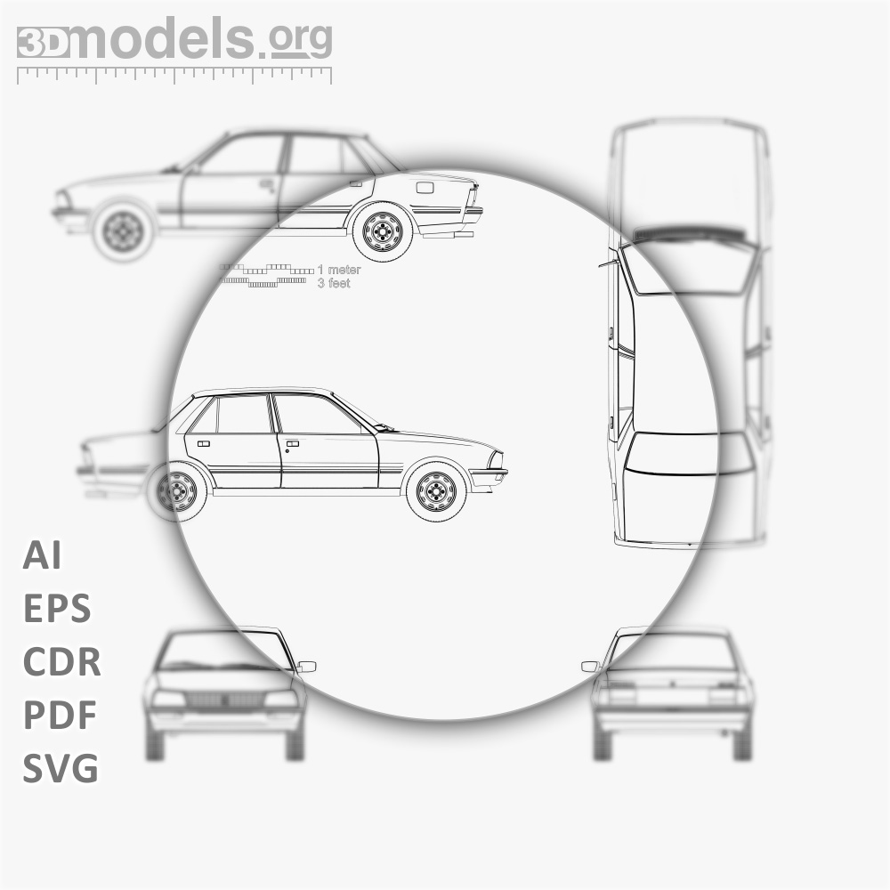 Peugeot 505 1992 Vector Blueprint - 3DModels.org