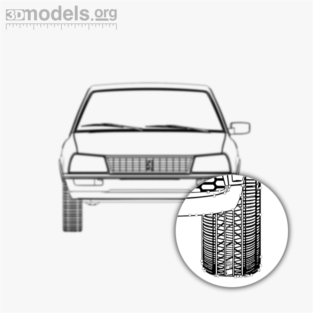 Peugeot 505 1992 Vector Blueprint - 3DModels.org