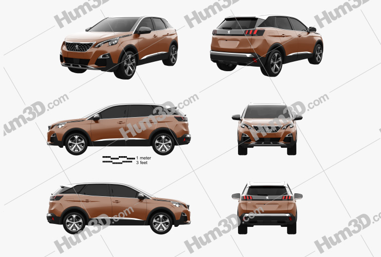Peugeot 3008 2016 Blueprint Template - 3DModels.org