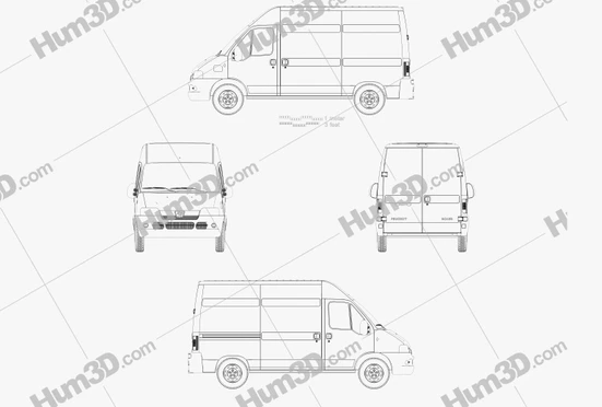 Peugeot Boxer blueprints PNG로 다운로드 - 3DModels.org
