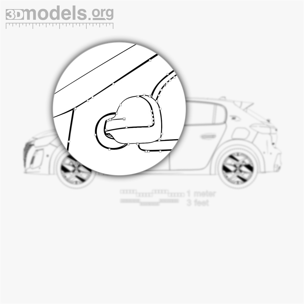 Peugeot e-208 GT-line 2025 Vector Blueprint - 3DModels.org