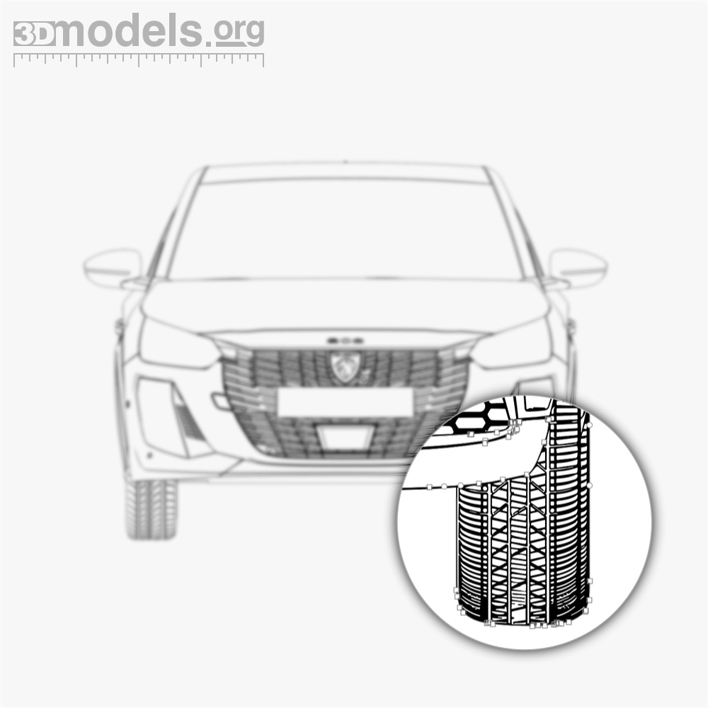 Peugeot e-208 GT-line 2025 Vector Blueprint - 3DModels.org