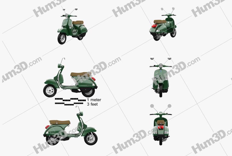 Piaggio Vespa PX 125 2012 Blueprint Template - 3DModels.org