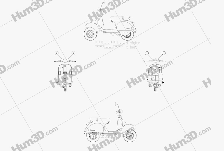 Piaggio Vespa PX 125 2012 Blueprint - 3DModels.org