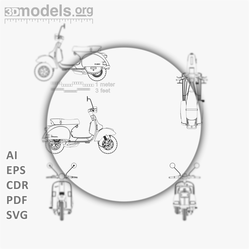Piaggio Vespa PX 125 2012 Vector Blueprint - 3DModels.org