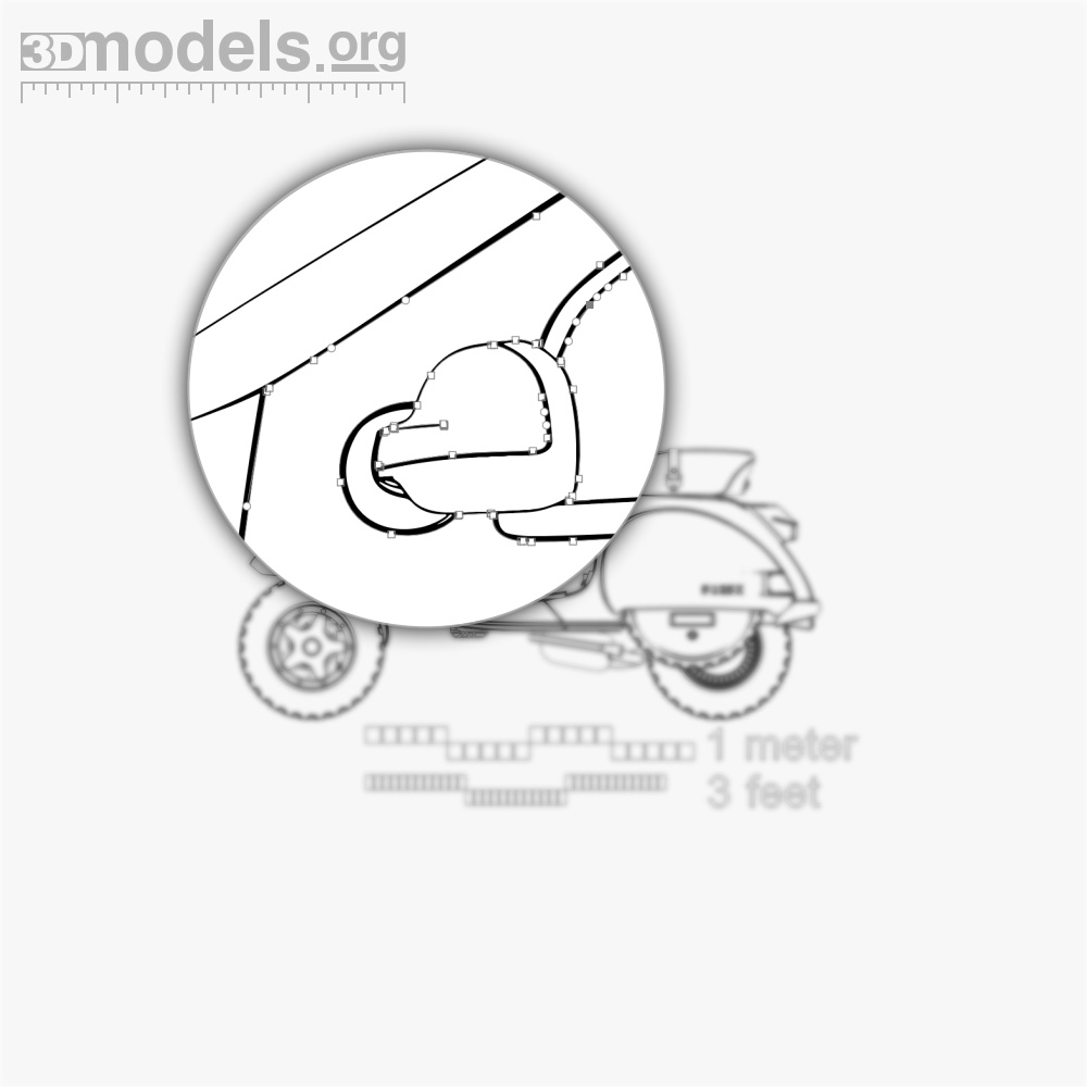 Piaggio Vespa PX 125 2012 Vector Blueprint - 3DModels.org