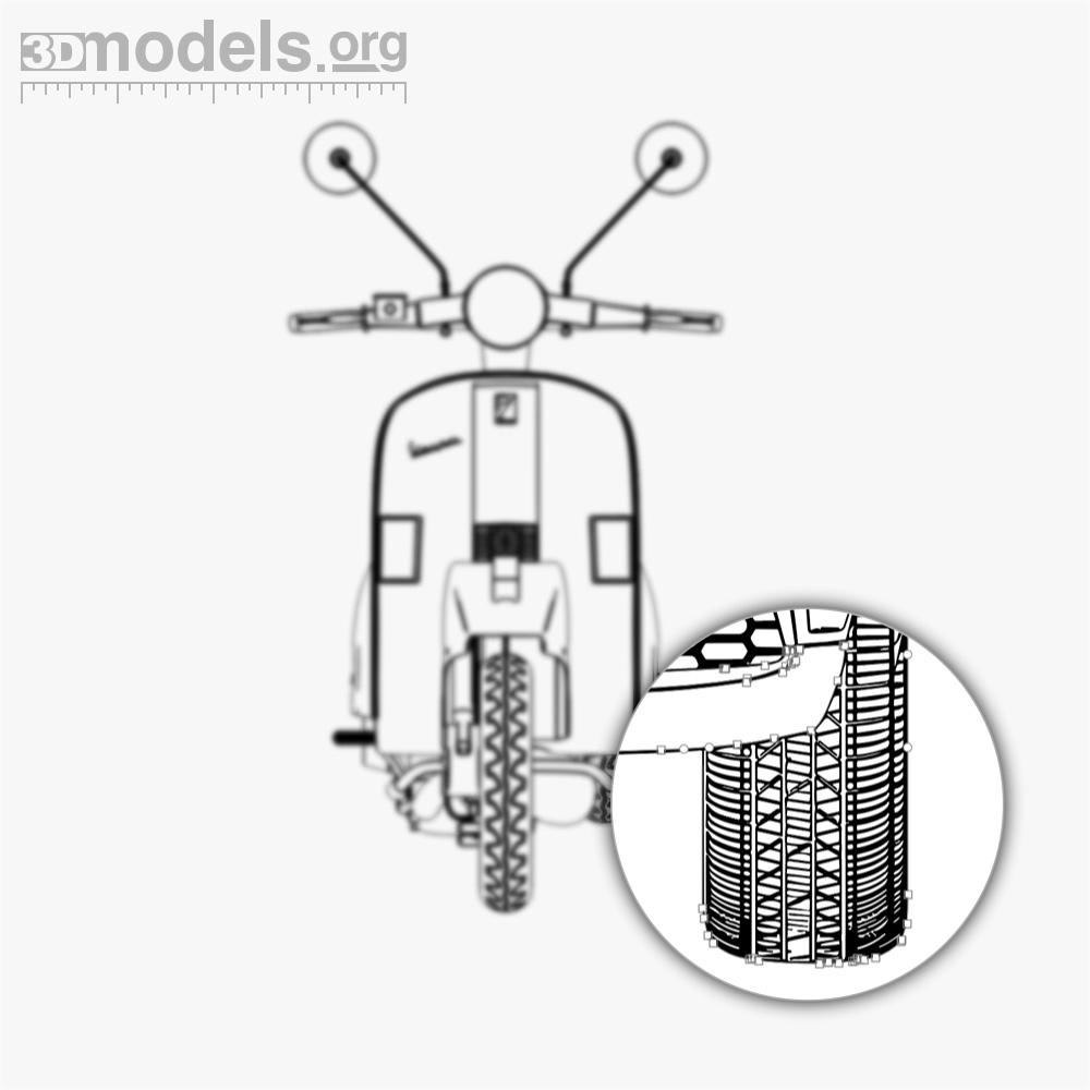 Piaggio Vespa PX 125 2012 Vector Blueprint - 3DModels.org