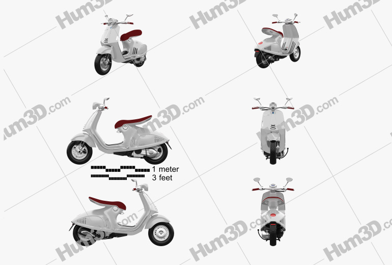 Piaggio Vespa 946 2013 Blueprint Template - 3DModels.org