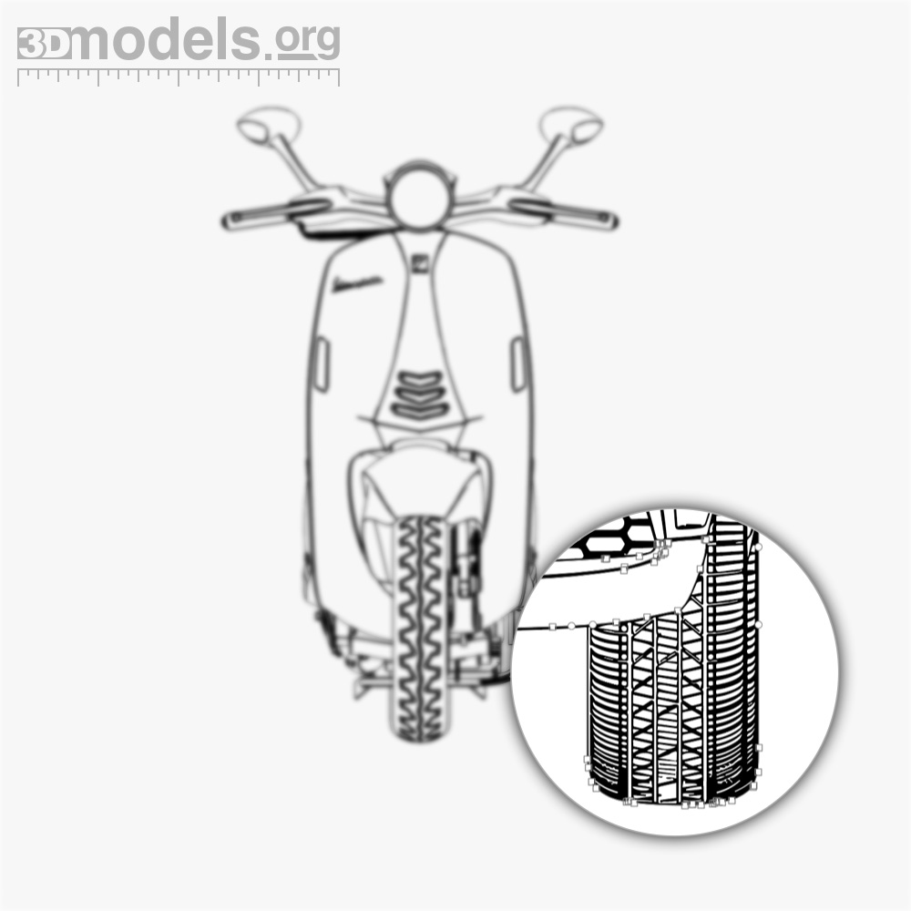 Piaggio Vespa 946 2013 Vector Blueprint - 3DModels.org