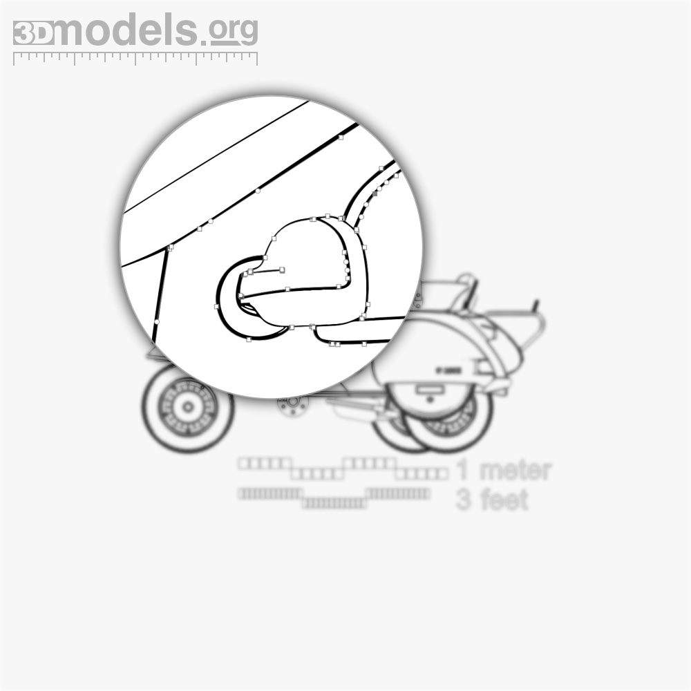 Piaggio Vespa PX 200 Sidecar 1998 Vector Blueprint - 3DModels.org