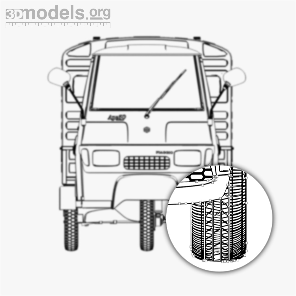 Piaggio Ape 50 2006 Vector Blueprint - 3DModels.org