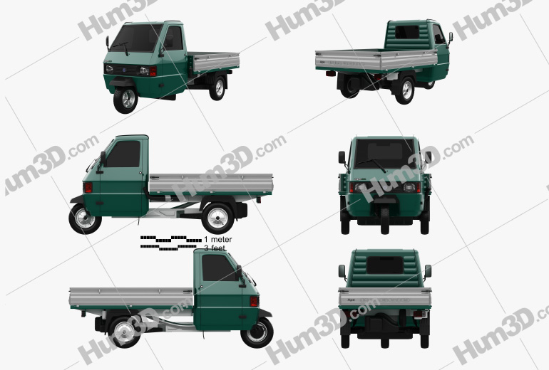 Piaggio Ape TM Pickup 1982 Blueprint Template - 3DModels.org
