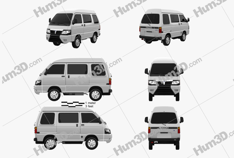 Piaggio Porter Glass Van 2015 Blueprint Template - 3DModels.org