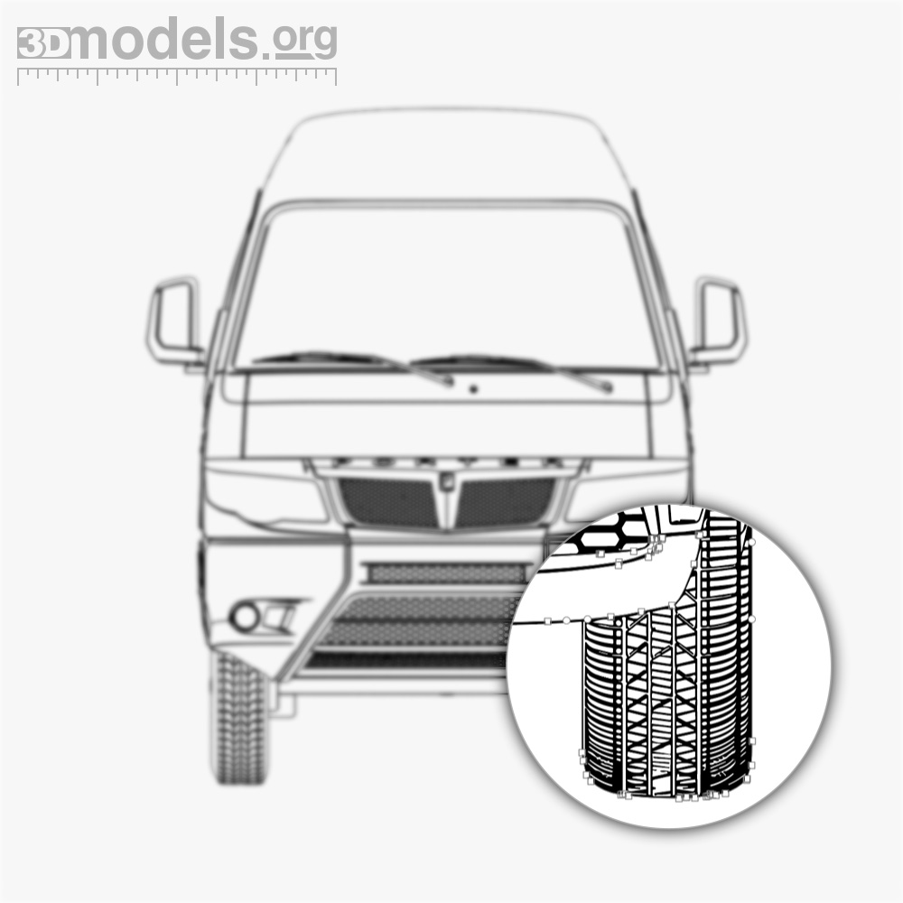 Piaggio Porter Glass Van 2015 Vector Blueprint - 3DModels.org