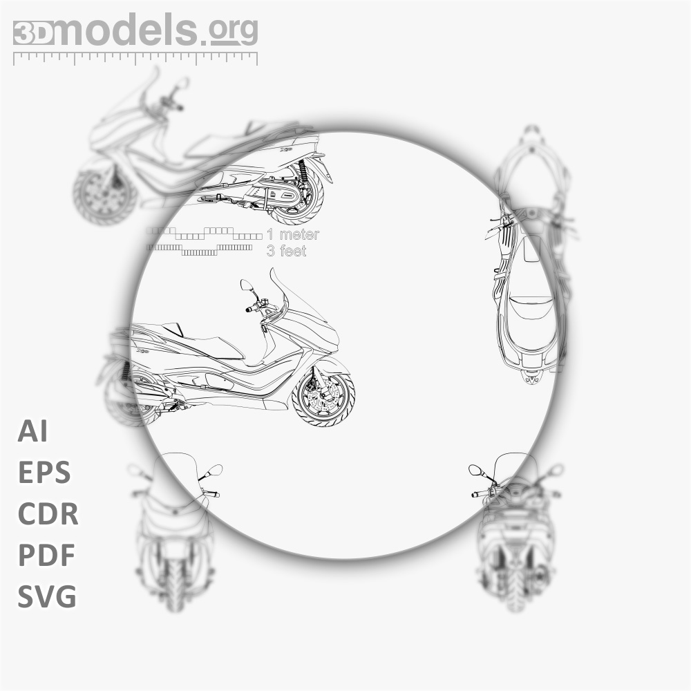 Piaggio X10 350 2016 Vector Blueprint - 3DModels.org