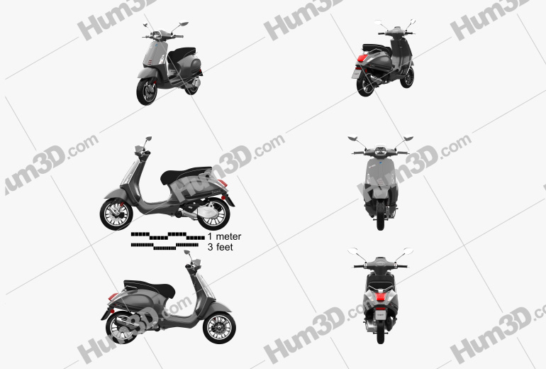 Piaggio Vespa Sprint 2016 Blueprint Template - 3DModels.org