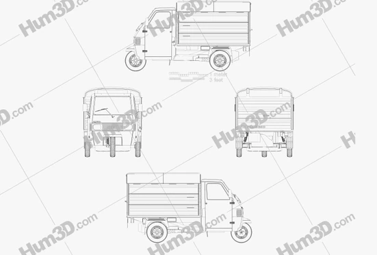 Piaggio Ape blueprints Download in PNG - 3DModels.org