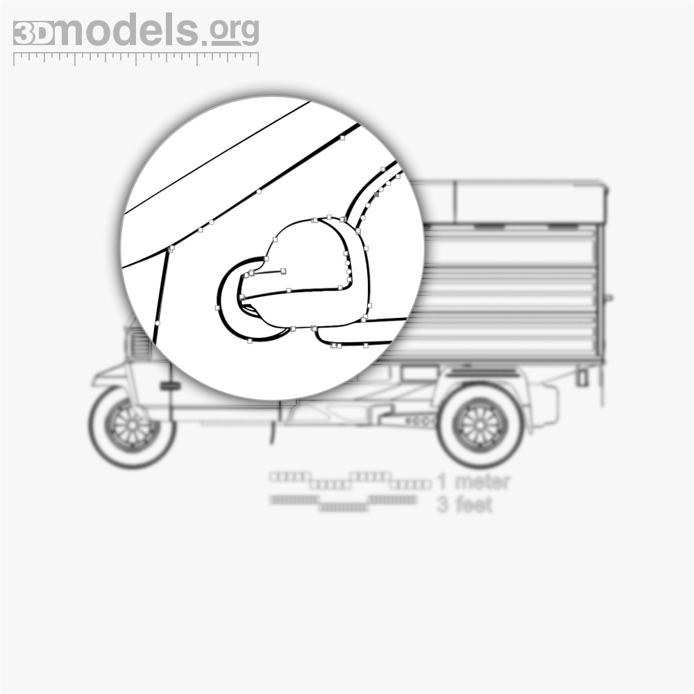 Piaggio Ape TM Panel Van 2019 Vector Blueprint - 3DModels.org