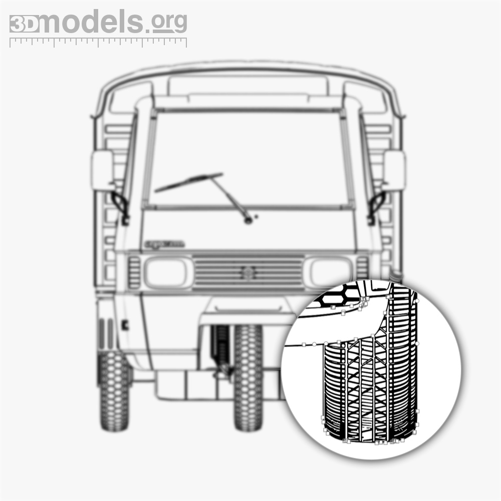 Piaggio Ape TM Panel Van 2019 Vector Blueprint - 3DModels.org